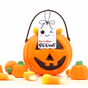 Tenceur 80 Pcs You've been Booed Halloween Tags with Rope, Ghost Boo Gift Tags for Presents Halloween Party Favor Tags Hanging Gift Label for Halloween Party Decoration, Trick or Treat Candy Boxes