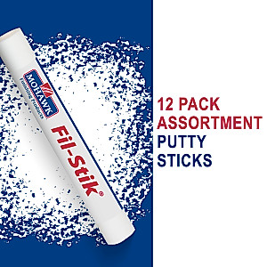 Mohawk Finishing Products Fill Stick (Fil-Stik©) Putty Stick 12 Pk Assortment for Wood Furniture Cabinet Touch-Up- Rub On Semi-Soft Wax Filler Stick (M230-1250)