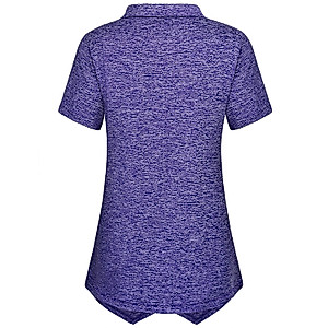 MISS FORTUNE Women's Workout Tops Golf Polo Short Sleeve V Neck Shirts Lightweight Moisture Wicking Athletic Tennis Work Top