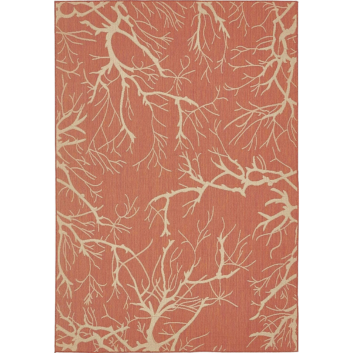 Unique Loom Outdoor Botanical Collection Area Rug - Branch (7' 1" x 10' Rectangle, Terracotta/ Beige)