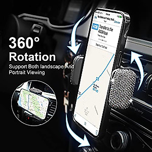 Bling Phone Holder for Car, Girly Rhinestone Car Dashboard Windshield Cell Phone Mount , 360 Degree Adjustable Glitter Sparkly Handcrafted Diamond Car Decor for Women with Air Vent Hook Clip, White
