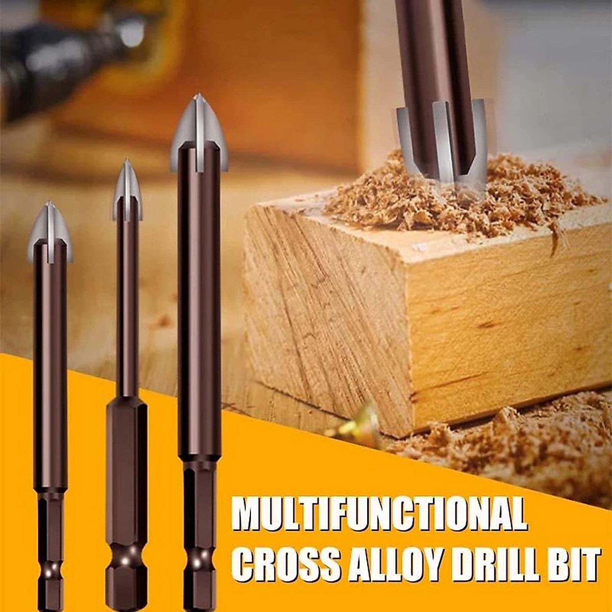 ASDSA Efficient Universal Drilling Tool, Multifunctional Triangle Cross High Hardness Alloy Drill Bit Set for Metal Wood Glass Concrete Tile Wall (7Pcs)
