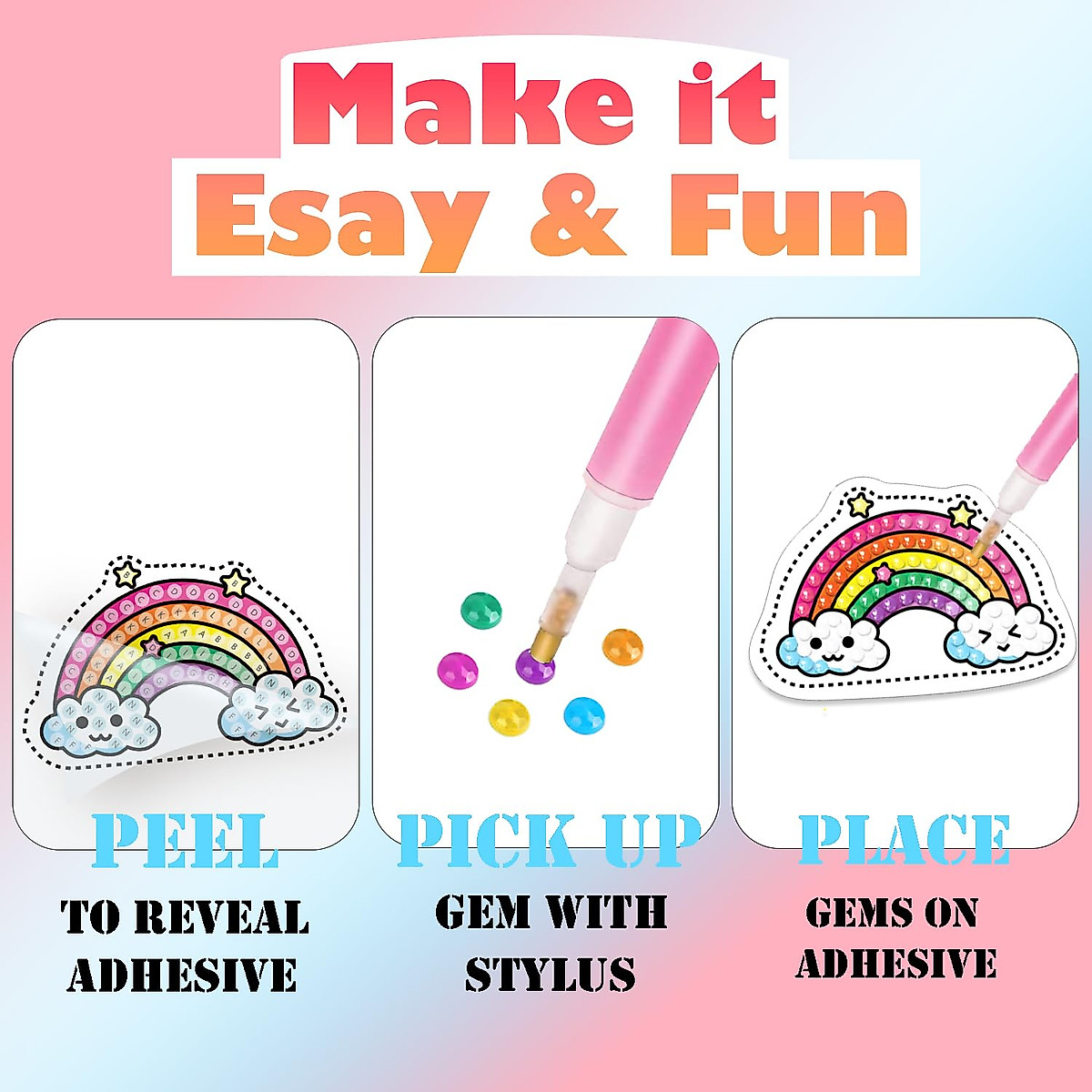 5D Diamond Painting Kits For Kids - Make Your Own GEM Stickers - Arts and Crafts for Kids,Girls and Boys - Gem Art Painting Kits - Gift Ideas for Girls Crafts Age 4,5,6,7,8,9,10-12,6-8(Magical)