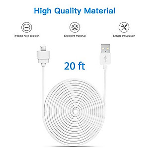 20ft/6m Power Extension USB Cable for Blink Mini, Charger Cable Compatible with Blink Mini Indoor Plug-in Camera Extension Cable(Blink Mini is not Included)