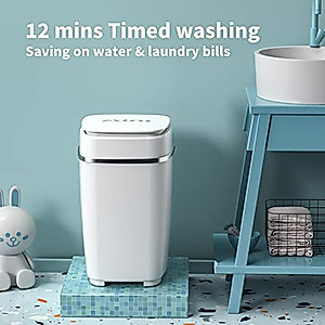 VCJ Portable Washing Machine, Compact Mini Washer 8lbs Washing Capacity, Semi-Automatic Single-tub Laundry Machines Washer with Gravity Drain for Apartments RVs and Dorms(Without spin basket)