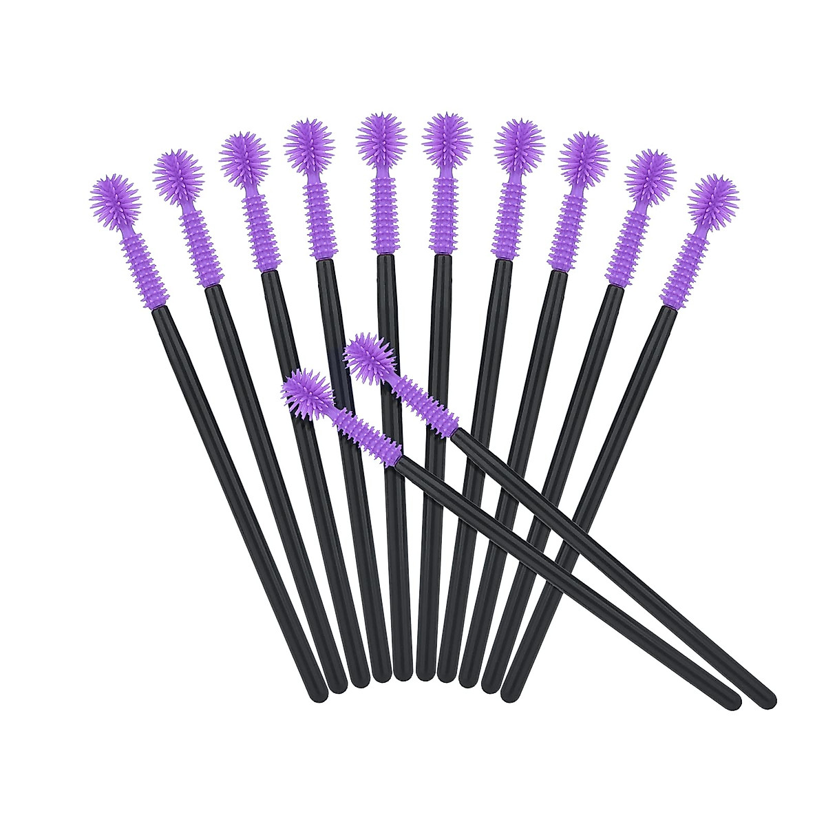 G2PLUS 50PCS Silicone Eyelash Brushes, Disposable Mascara Wands, Adjustable Ball- Shape Eyelash Spoolies, Eyebrow Brushes for Eyelash Extension and Eyebrow (Purple)