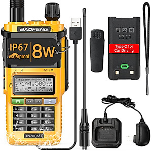 BAOFENG UV-9R PRO Dual Band Two-Way Radio Ham Radio Waterproof IP67 Transceiver Walkie Talkie Rechargeable 8W Ham Radio Upgraded Version of UV-5R with Type-C Charger Cable
