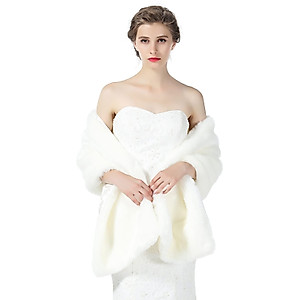 Faux fur Shawl Wrap for Wedding Women Shrug Bridal Stole Winter Cover Up Bridesmaids Cape