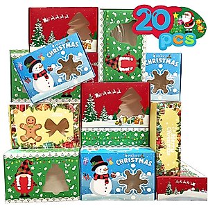 MISS FANTASY Christmas Cookie Boxes with Window 20 Pack Cookie Containers for Gift Giving Cookie Exchang Containers Boxes Holiday Cookie Containers for Treats Cookie Containers for Gift Giving