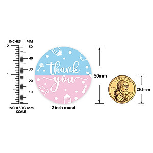 80 Pink Blue Thank You Stickers, Baby Shower Thank You Stickers Gender Neutral, Team Pink Team Blue Gender Reveal Party Favor Label Decorations(2 Inch)