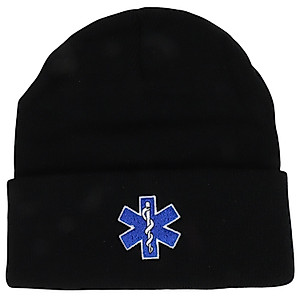 Broner Hats Military and Law Enforcement Watch Cap Cuff Beanie (One Size, EMT Black)