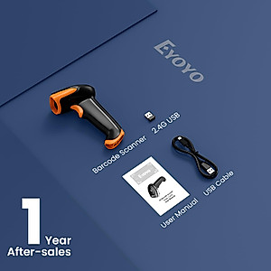 Eyoyo 2D QR Bluetooth Barcode Scanner Wireless, 2500mAh Handheld Cordless USB Wired 1D UPC Bar Code Reader for Book Library, Warehouse Inventory Compatible with iPad, Android Phone, iPhone, Laptop