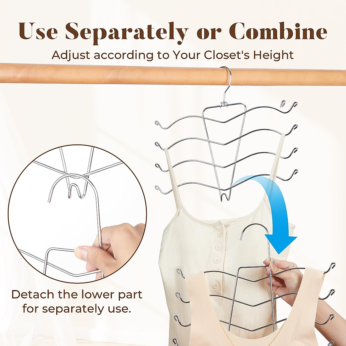 HOUSE DAY Bra Hangers 2 Pack, Tank Top Hangers Space Saving Hangers for Closet Organizers and Storage, Bra Organizer Closet Hangers Space Saver for Camisoles, Bras, Belts, Ties, Scarves, Swimsuits