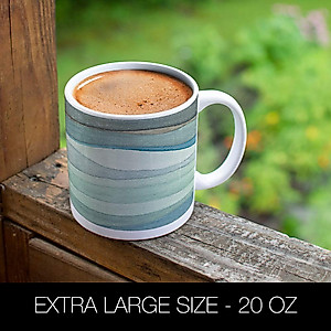 Tree-Free Greetings Extra Large 20-Ounce Ceramic Coffee Mug, Watercolor Waves Themed Shell Rummel Art