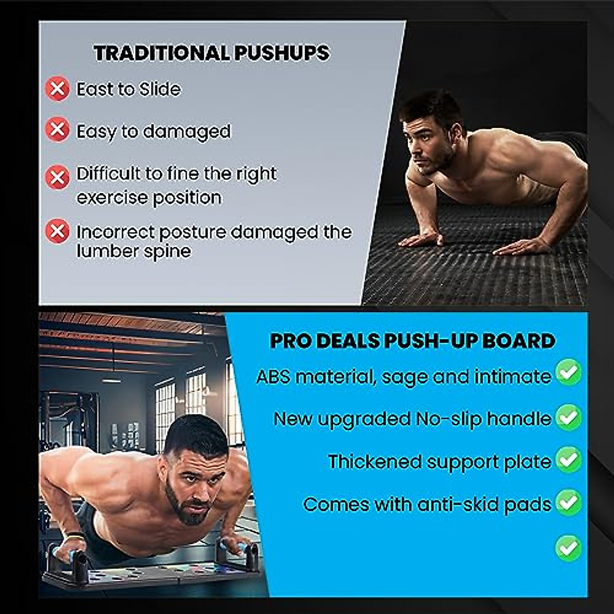 Pro Deals Push Up Board 9 in 1 Strength Training Equipment | Professional Home Workout Push Up Fitness Stand For Floor | Multi-functional Push Up Board for Men | Portable Gym For Chest, Abdominal,