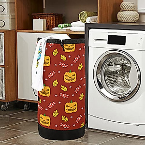 Pumpkin Candy Thanksgiving Laundry Bag Heavy Duty Laundry Backpack with Shoulder Straps Handles Travel Laundry bag Drawstring Closure Dirty Clothes Organizer For Apartment College Dorm Laundromat