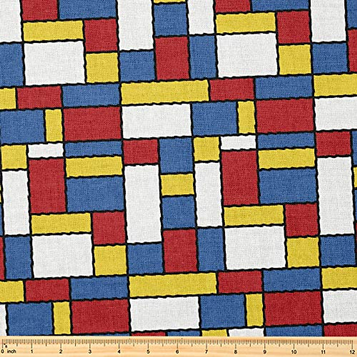 Fabric by The Yard [ 58" inches x 1 Yard ] Decorative Fabric for Sewing Quilting Apparel Crafts Home Decor Accents (Modern Mondrian Art Style Pattern)