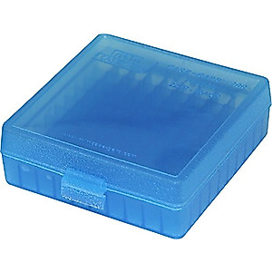 MTM P-100-22-24 22-Long Rifle 100 Round Flip-Top Ammo Box Clear Blue, Small