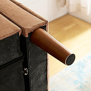 Lunanniu 78 Inch Vegan Leather Sofa Faux Leather Couches Loveseat Button Tufted Back Mid Century Modern 2 Bolster Pillows Solid Wood Frame and Legs 2 Seat Love Seat for Living Room Brown