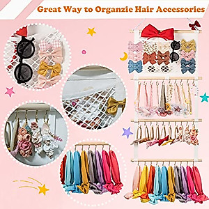 Samilcsp Bow Holder for Girls Hair Bows, Large Capacity Headband Organizer with a Storage Bag, Headband Hair Accessories Organizer Storage Display for Nursery Toddler Girls Room, Door, Closet, Wall