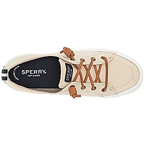 Sperry Womens Crest Vibe Linen Sneaker, Oat, 9