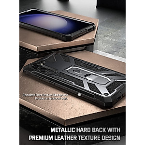 Poetic Spartan Case for Galaxy S23+ Plus 5G 6.7", Fingerprint ID, Rugged Shockproof Cover, Kickstand, Metallic Gun Metal