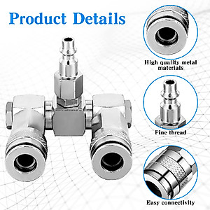 2 Pcs Air Hose Connectors 2 Way Air Hose Splitter Fittings 1/4 in NPT Air Compressor Fittings High Pressure Resistance Air Manifold Swivel 360 Degrees Connectors Air Compressor Accessories