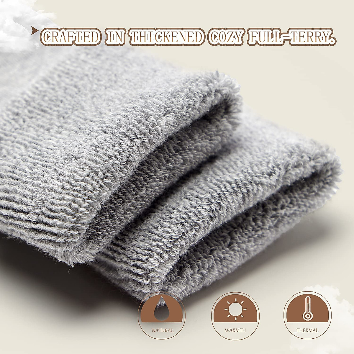 Toddler Non Slip Socks Baby Boys Winter Warm Socks with Grips for Baby Girls Thicken Terry Socks 6 Pack Age 2-4