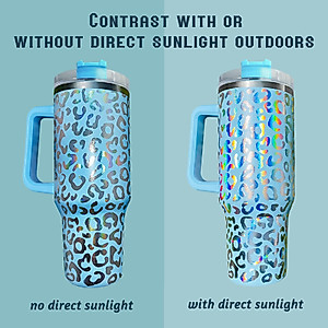 omezin 40 oz Tumbler with Handle Holographic Glitter Leopard 40oz Tumbler with Lid Straw Double Insulated Travel Coffee Mug