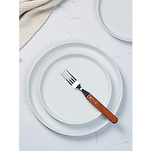 famiware Saturn 6 Pieces Dinner Plates, 10.5 inch Plate Set, Scratch Resistant, Stoneware Dinnerware, Kitchen Modern Rustic Serving Dishes, White