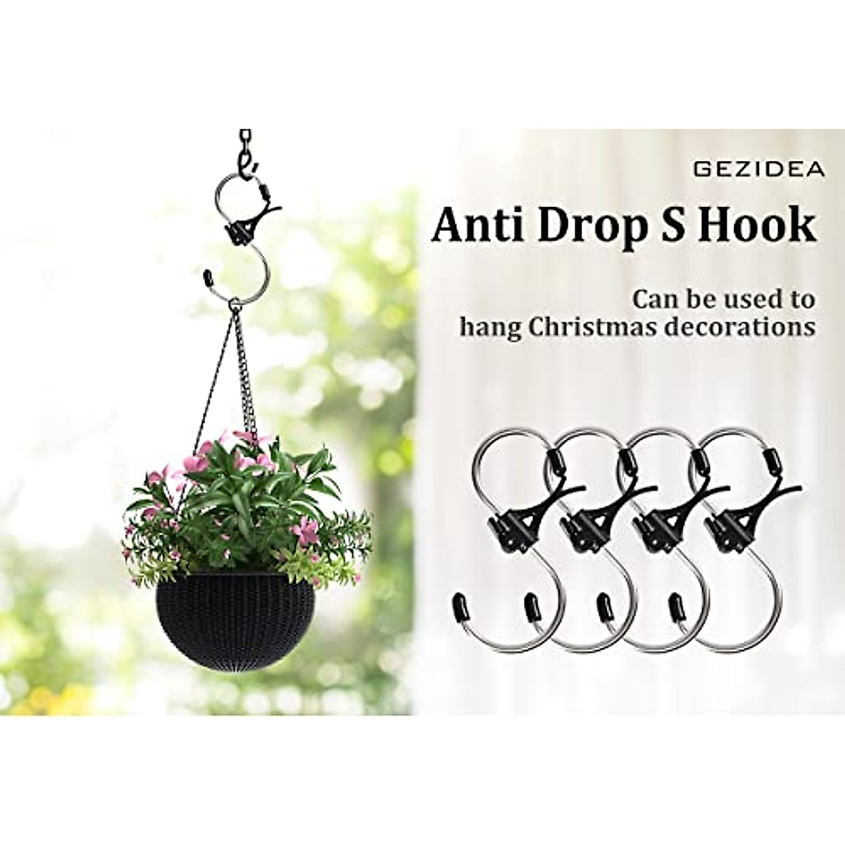 GEZIDEA S Hooks Stainless Steel Heavy Duty S Hooks Anti Drop for Kitchen,Work Shop,Bathroom,Garden,Wardrobe,Office,Perfect Rack Hooks,Big,10Pieces