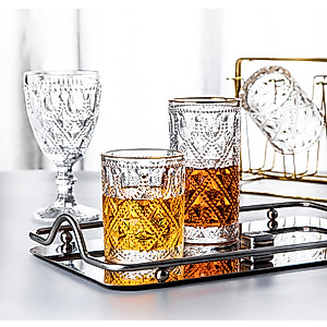 Yesland 6 Pack Vintage Drinking Glasses, 10 oz Clear Hobnail Glasses Tumbler - Embossed Water Glassware Set for Juice, Beverages, Beer, Cocktail, Whisky, Dinner Parties, Bars, Restaurants