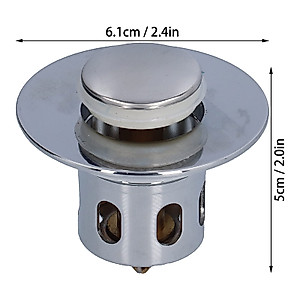 Wash Basin Bounce Drain Filter, Stainless Steel Press Type Bathroom Sink Drain Stopper Plug, Bathroom Bathtub Sink Draining Water Accessories