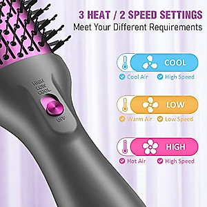 APOKE Brush Hair Dryer, Professional 1200W Ceramic Tourmaline Ionic Hot Air Styling Brush, One Step Hair Dryer & Styler Volumizer, Blow Dryer Curling Brush, Blowout Brush for Drying Curling Combing