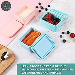 Tanjiae Silicone Snack Containers for Kids, Leak Proof Microwavable Small Tupperware Lunch Box Containers with Lids for Toddlers, 1 Cup BPA Free Freezer Molds for Soups/Baby Food Storage (13.5oz)