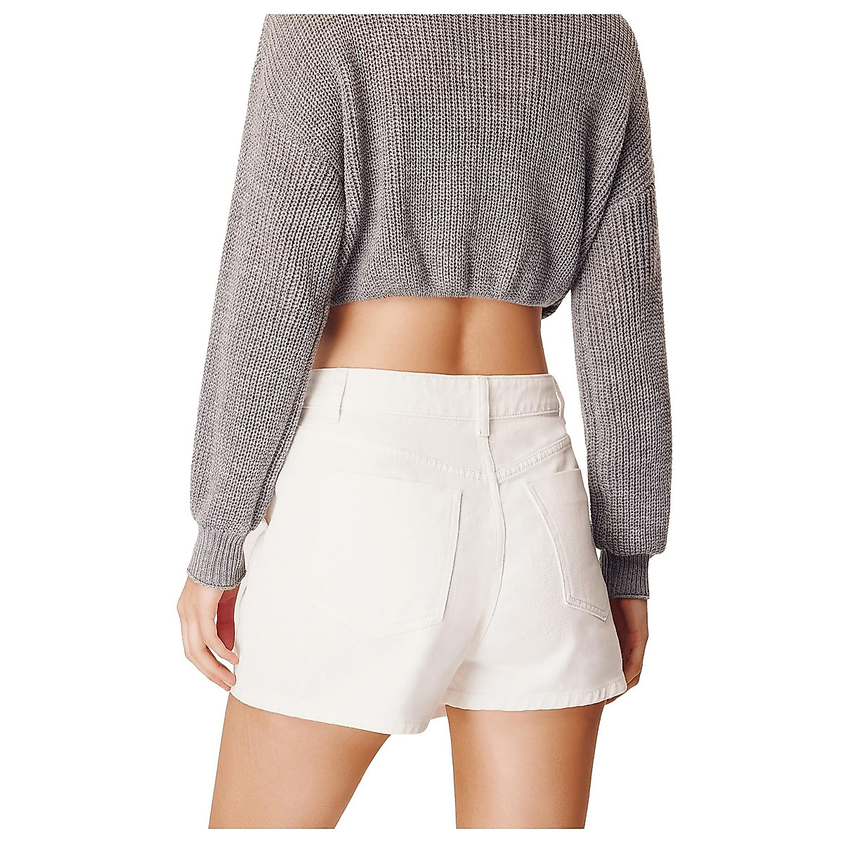 WDIRARA Women's High Waisted Button Front Denim Skort Asymmetrical Hem Skirt Shorts White XL