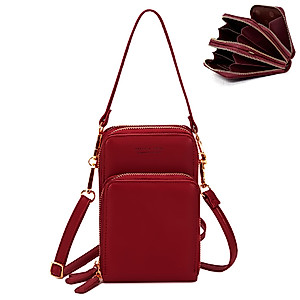 WITERY Small Cellphone Crossbody Purse- Lightweight Leather Travel Phone Crossbody Bags Shoulder Bags with 2 Shoulder Straps & Credit Card Slots for Women