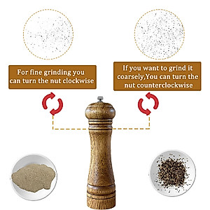 pepper grinder,UMIKAkitchen SYNCHKG087844 KITCHEN Pepper Mill [One Year Warranty], Solid Wood Body with Adjustable Grinder 8"(1 Piece), 1