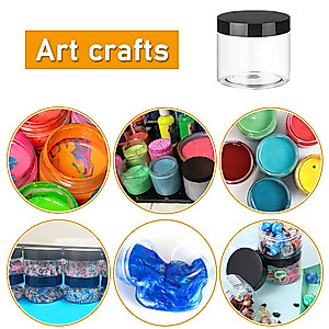 20 Pack 2 oz Clear Plastic Round Slime Containers,Empty Plastic Storage Jars with Black Lids,Refillable Storage Container for Slime,Cosmetic,Cream,Paint,Jewelry