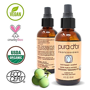 PURA D'OR 4 Oz Organic Tamanu Oil - USDA Certified 100% Pure & Natural Cold Pressed Carrier Oil, Premium Grade Moisturizer Helps Reduce Appearance of Scars & Wrinkles - For Skin & Hair - Men & Women