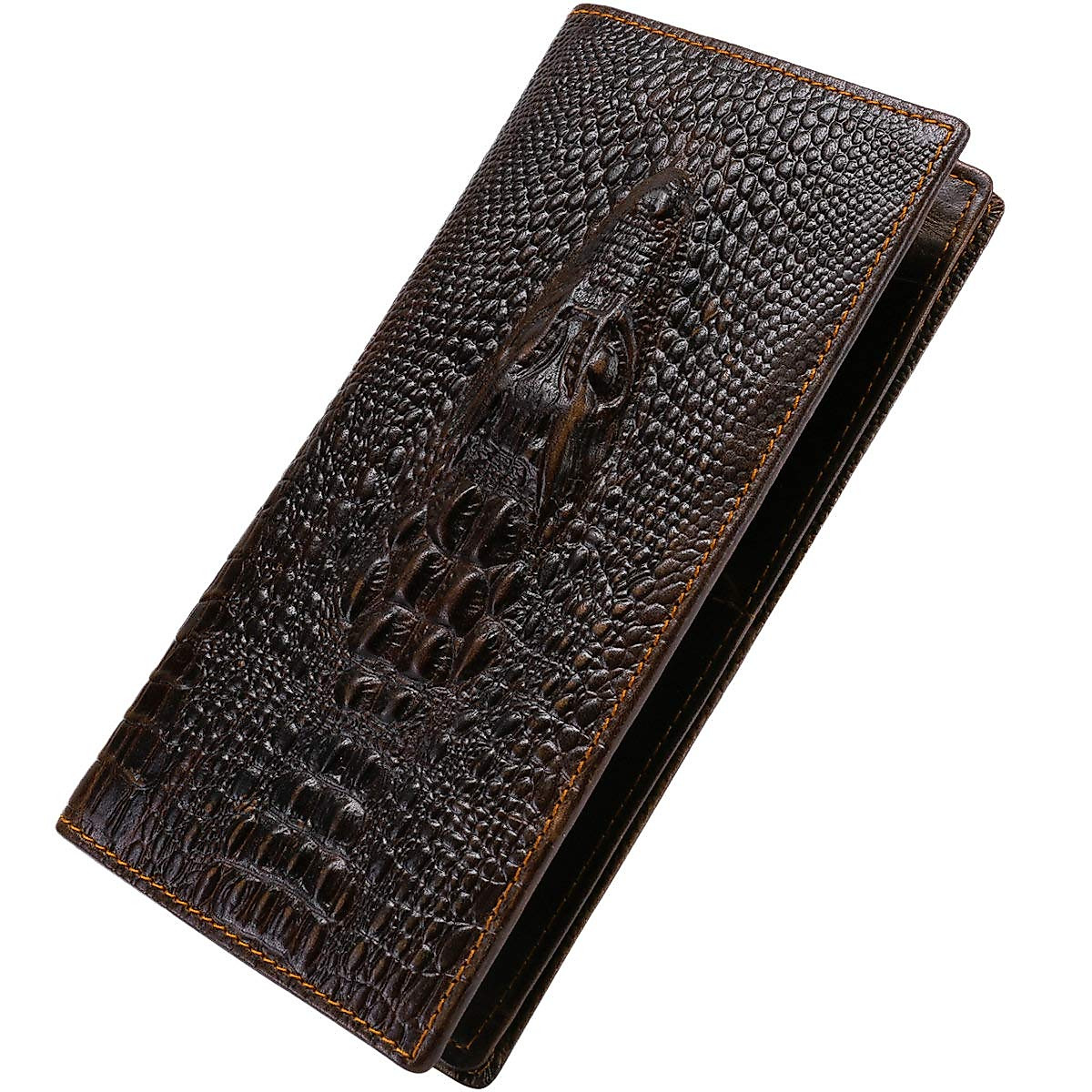 Itslife Men's RFID Vintage Look Genuine Leather Long Bifold Wallet Checkbook Wallets for Men