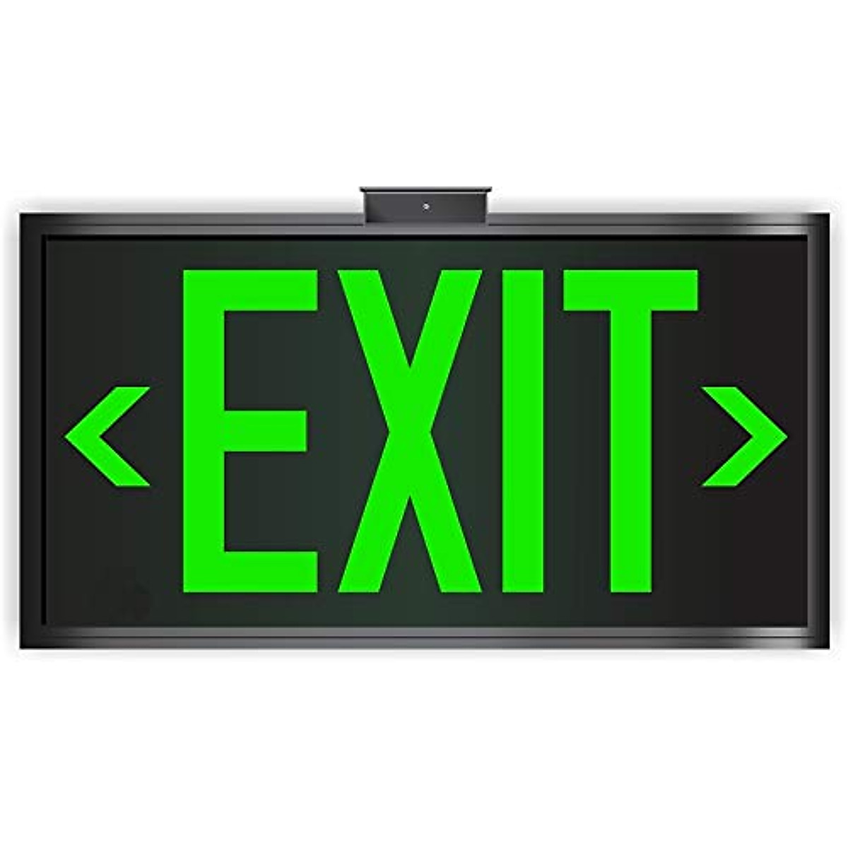 Photoluminescent Exit Sign Green Framed Flag/Ceiling Mount Double Sided. UL 924 Code Approved.