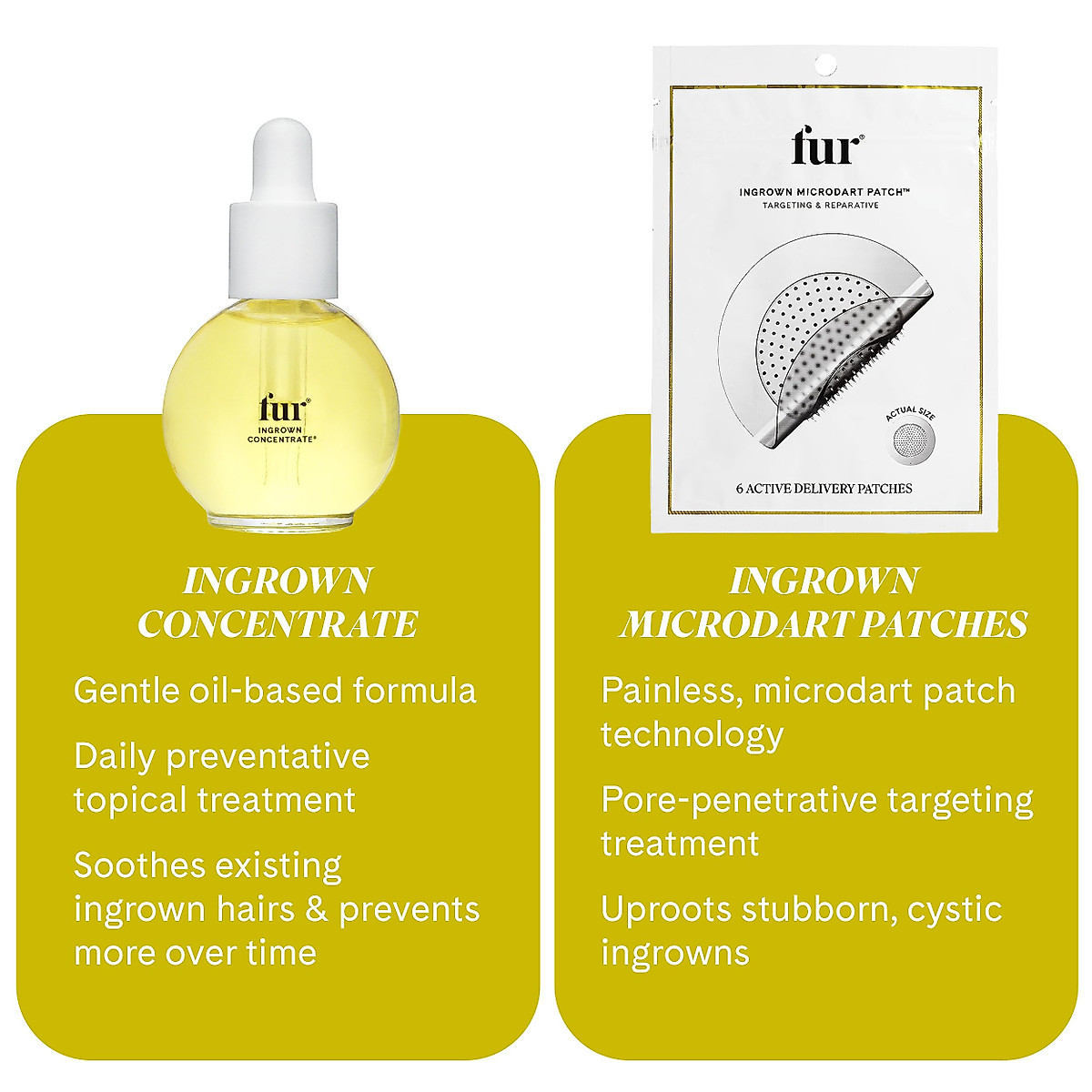 Fur Ingrown Concentrate and Microdart Patches Bundle: Smoothe, Soothe, and Treat Ingrown Hairs and Effectively Clear Up Ingrown Hair Bumps