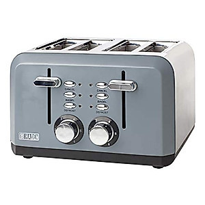 Haden 75007 PERTH 4-Slice, Wide Slot Toaster with Browning Control, Cancel, and Defrost Settings in Slate Grey