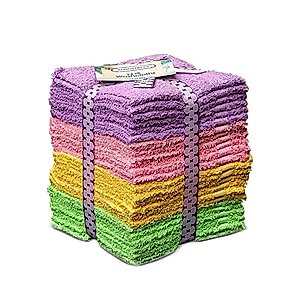 Groko Textiles Cotton Assorted Pastel Mix Washcloths Ring Spun Premium Cotton 12'' x 12'' (88)