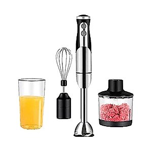 MXJCC 5-In-1 Immersion Blender Hand Blender, 800W 2-Speed Powerful Stainless Steel Stick Blender with Milk Frother,Egg Whisk, Chopper and with Lid (Color : Black)