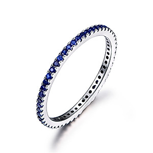 3pcs 14k White Gold Promise Band Set,Natural Blue Sapphire Diamond Art Deco Antique Bridal Rings Sets