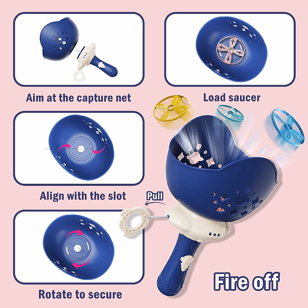 2PCS Flying Disc Toy for Boys Ages 2-4-5-7-8-10-13 Stocking Stuffers, Outdoor Handheld Games For Kids, Boys Girls Outdoor Flying Launcher Toys