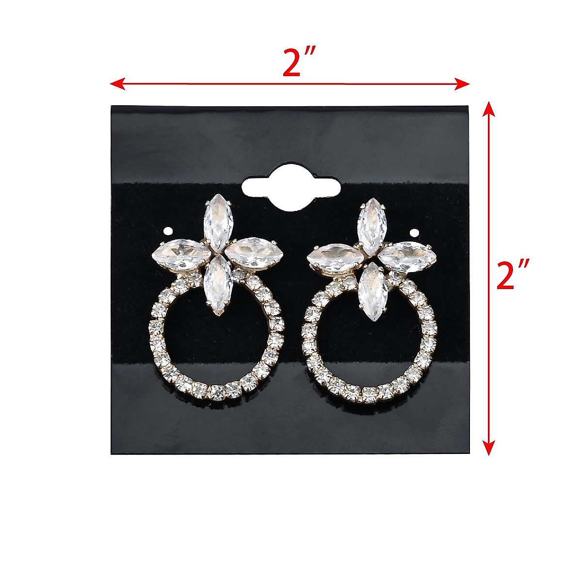 MOOCA Plain 2 x 2 in Black Hanging Earring Cards Earring Card Holder, Earring Display Cards for Ear Studs, Velvet Plastic Display Earring Card Holder, 100 Pieces