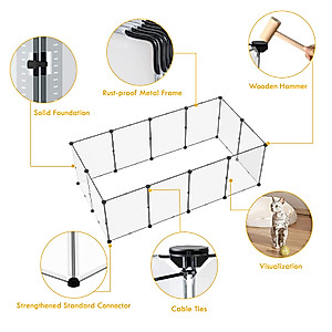 C&AHOME Pet Playpens, 12 Panels 28 X 20 Inch Portable Large Plastic Yard Fence Small Animals, Puppy Kennel Crate Fence Tent, White, UPP5070W